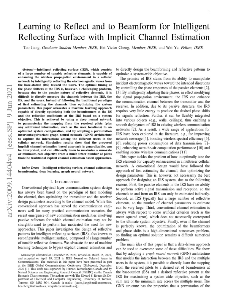 Learning To Reflect and To Beamform For Intelligent Reflecting Surface With Implicit Channel ...