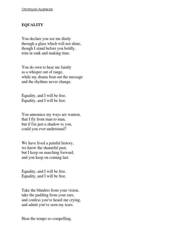 Maya Angelou's poem "Equality | PDF | Intersectionality | Sexism