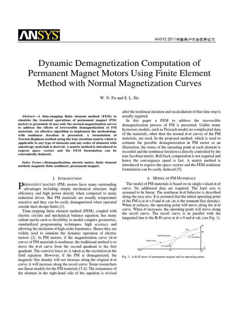 12 Dynamic Demagnetization Computation Of Permanent Magnet M Download Free Pdf Finite
