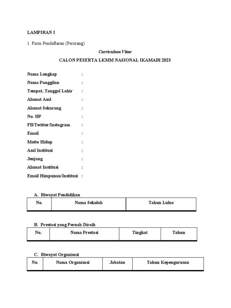 Formulir Pendaftaran Peserta | PDF Formulir Pendaftaran Peserta | PDF