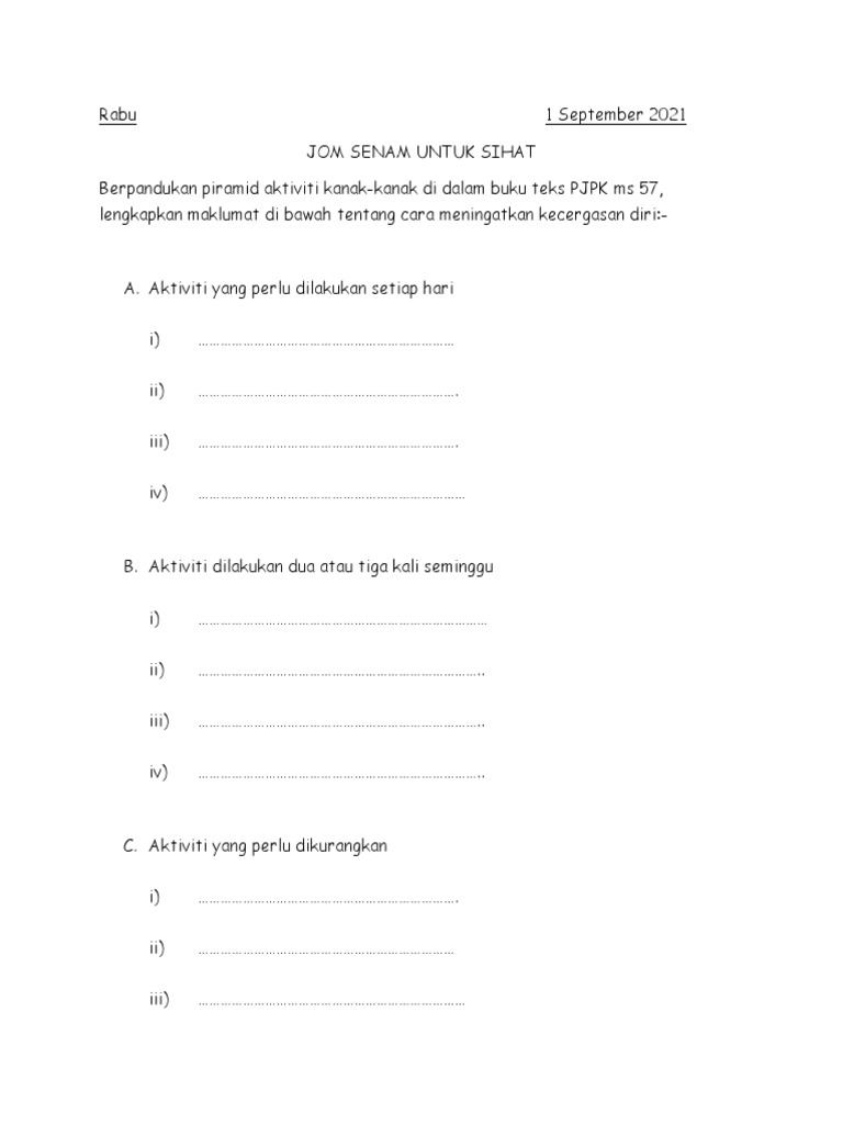 Lembaran Kerja Jom Senam Untuk Sihat | PDF | Game & Aktivitas | Komputer