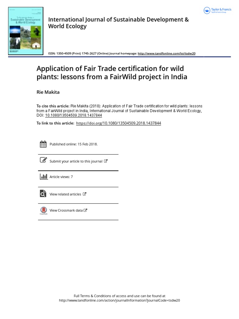 Application of Fair Trade Certification For Wild Plants | PDF | Fair Trade | Agriculture