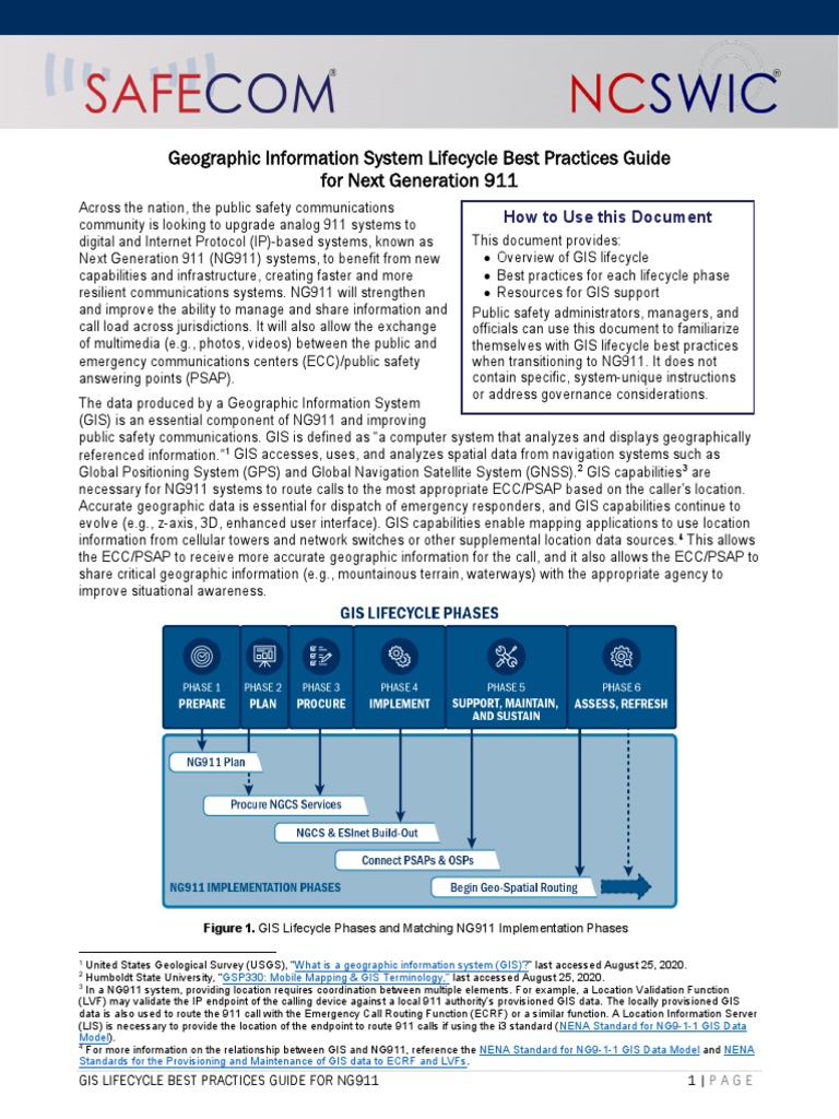 SAFECOM-NCSWIC - GIS Lifecycle Best Practices Guide - 9.22.20 - FINAL ... SAFECOM-NCSWIC - GIS Lifecycle Best Practices Guide - 9.22.20 - FINAL ...