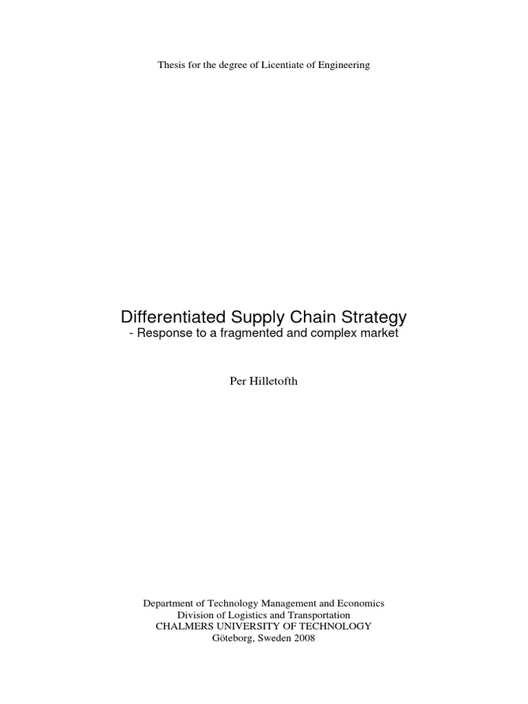 Differentiated Supply Chain Strategy | PDF | Supply Chain | Supply ...