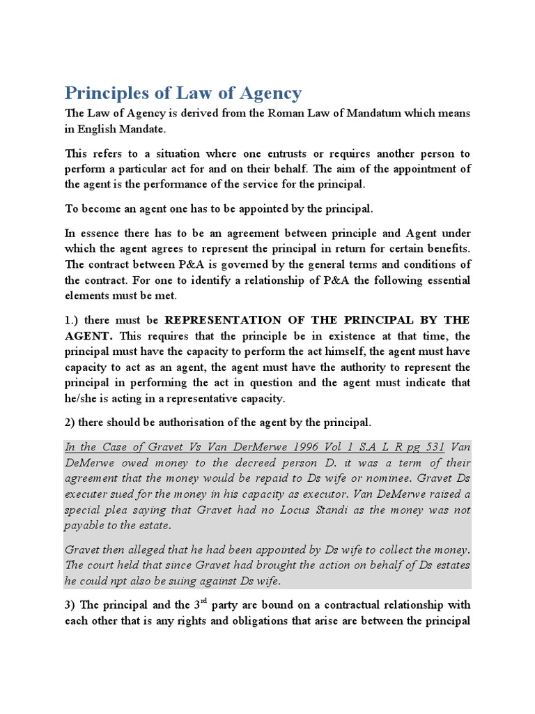 AGENCY | PDF | Law Of Agency | Legal Liability