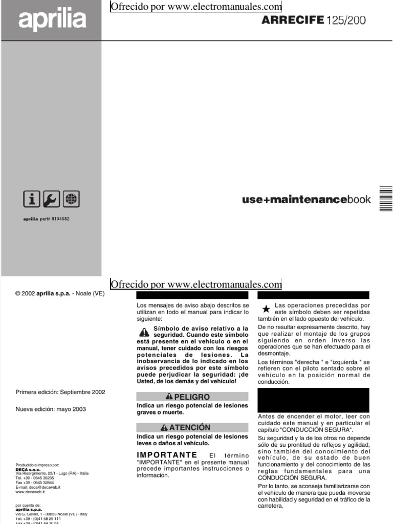 Aprilia Arrecife 2003 | PDF | Technologie et ingénierie