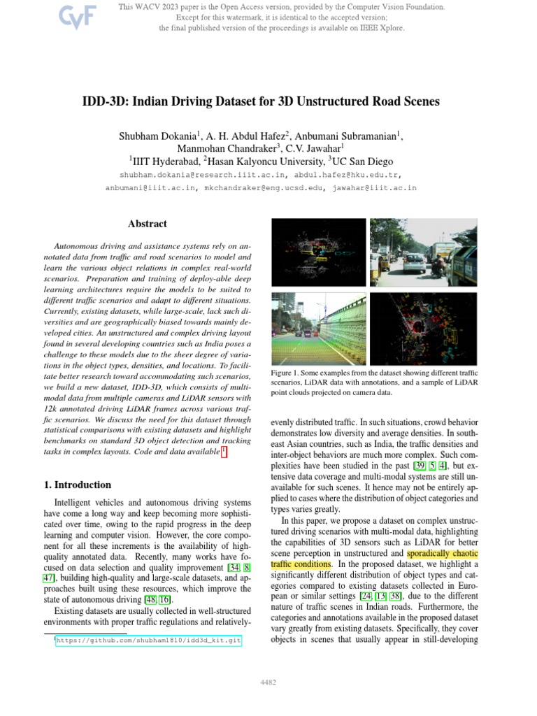 Dokania IDD-3D Indian Driving Dataset For 3D Unstructured Road Scenes ...