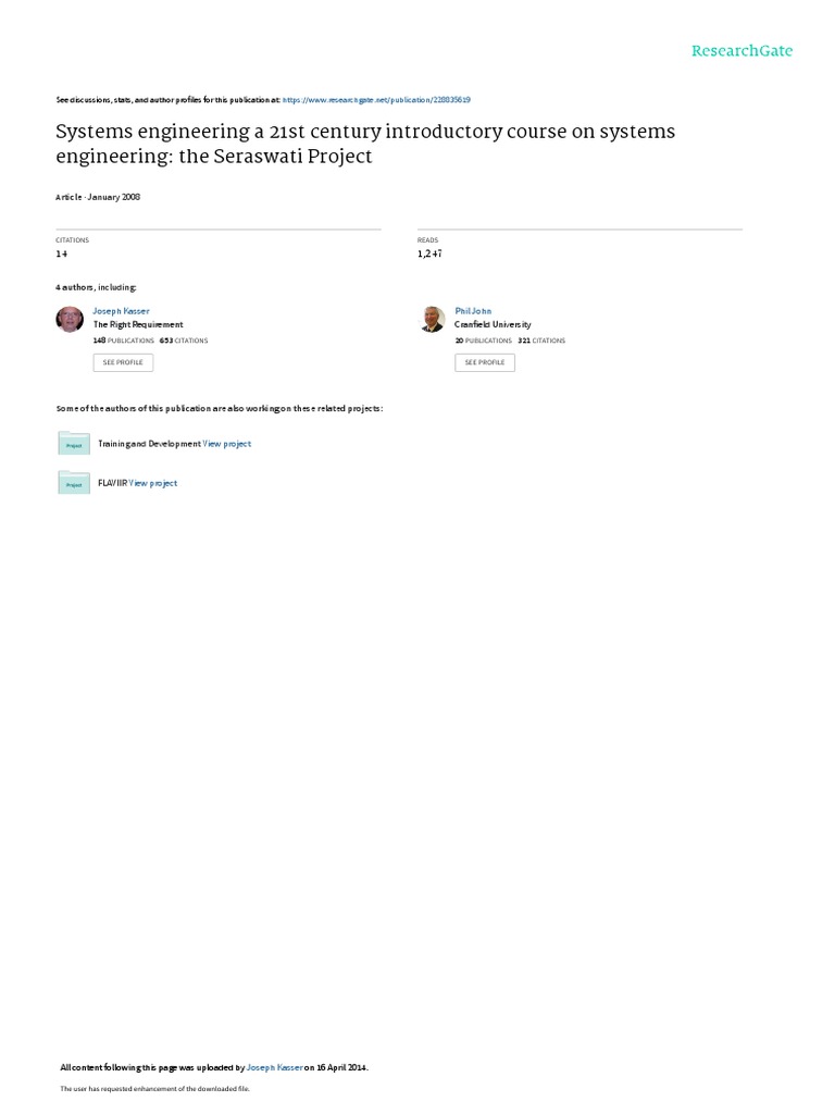 Systems Engineering A 21st Century Introductory Co | PDF | Systems Engineering | Critical Thinking