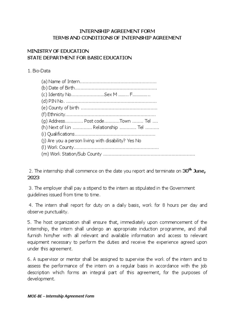 Appendix III - INTERNSHIP AGREEMENT FORM | PDF | Internship | Job Hunting