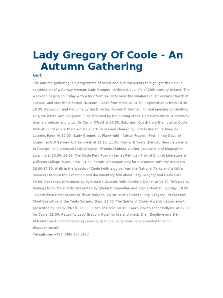 Lady Gregory of Coole | PDF | W. B. Yeats | Irish Literature