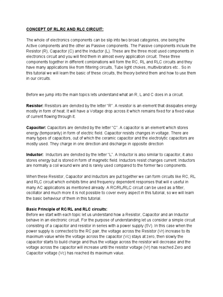 Concept of RLRC and RLC Circuit 32 | PDF | Electrical Network | Capacitor