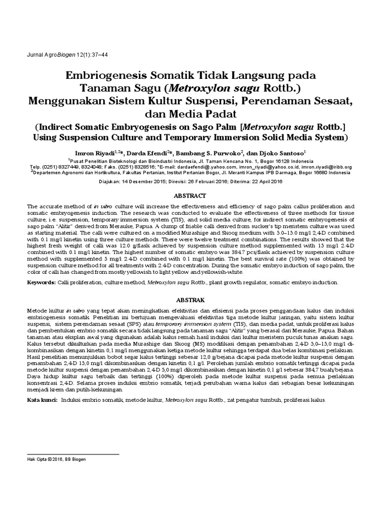 ID Embriogenesis Somatik Tidak Langsung Pad | PDF | Organisms ...