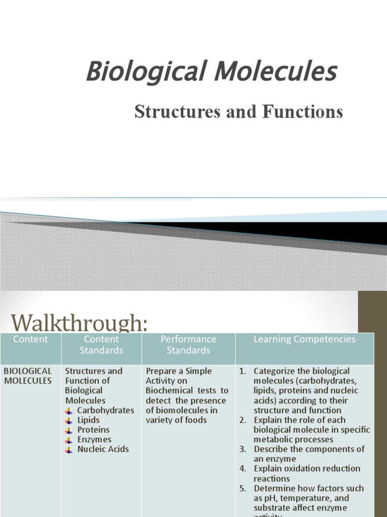 Biological Molecules - For K 12 Training | PDF | Enzyme | Fatty Acid