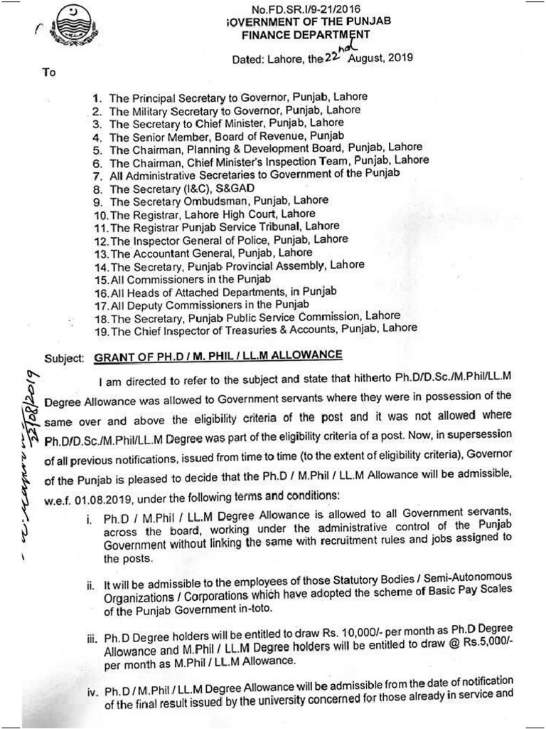 M.PHil PHD Allowance | PDF
