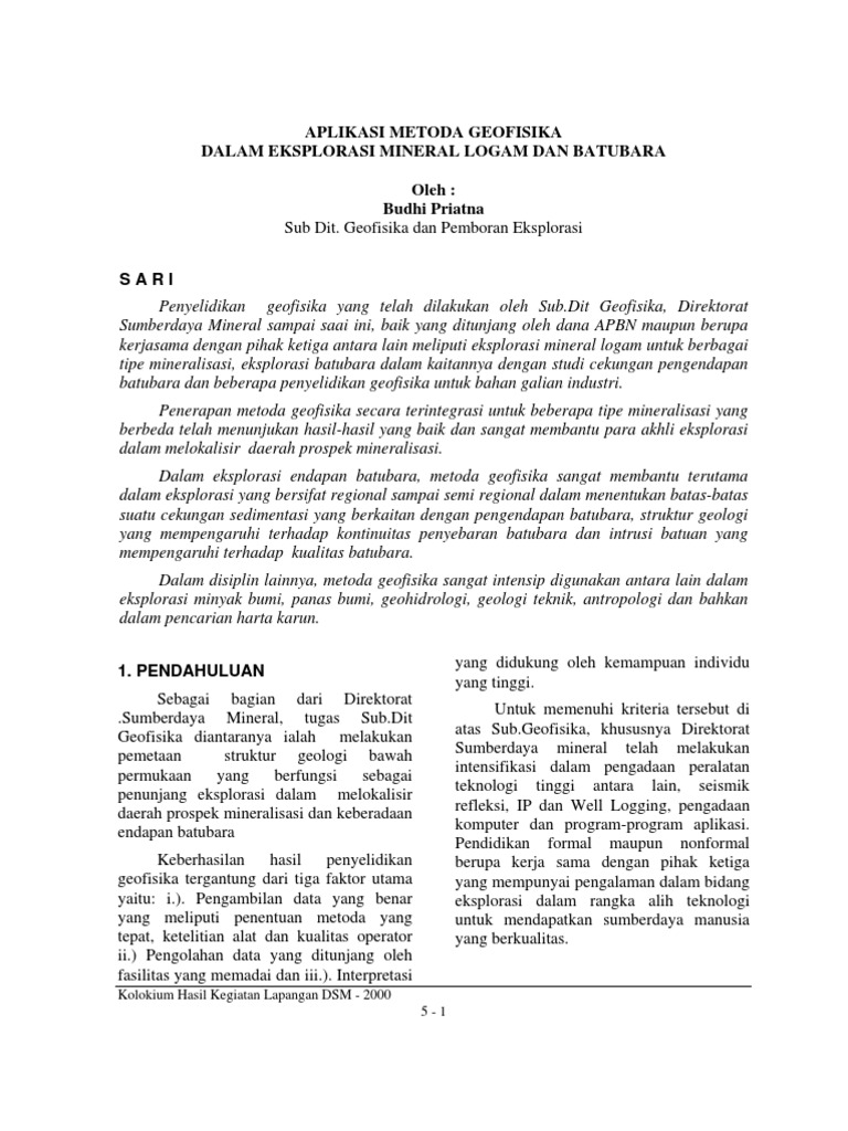 Metode Eksplorasi Batubara Dan Mineral | PDF