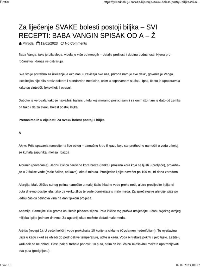 Baba Vangin Spisak Od A - Ž | PDF