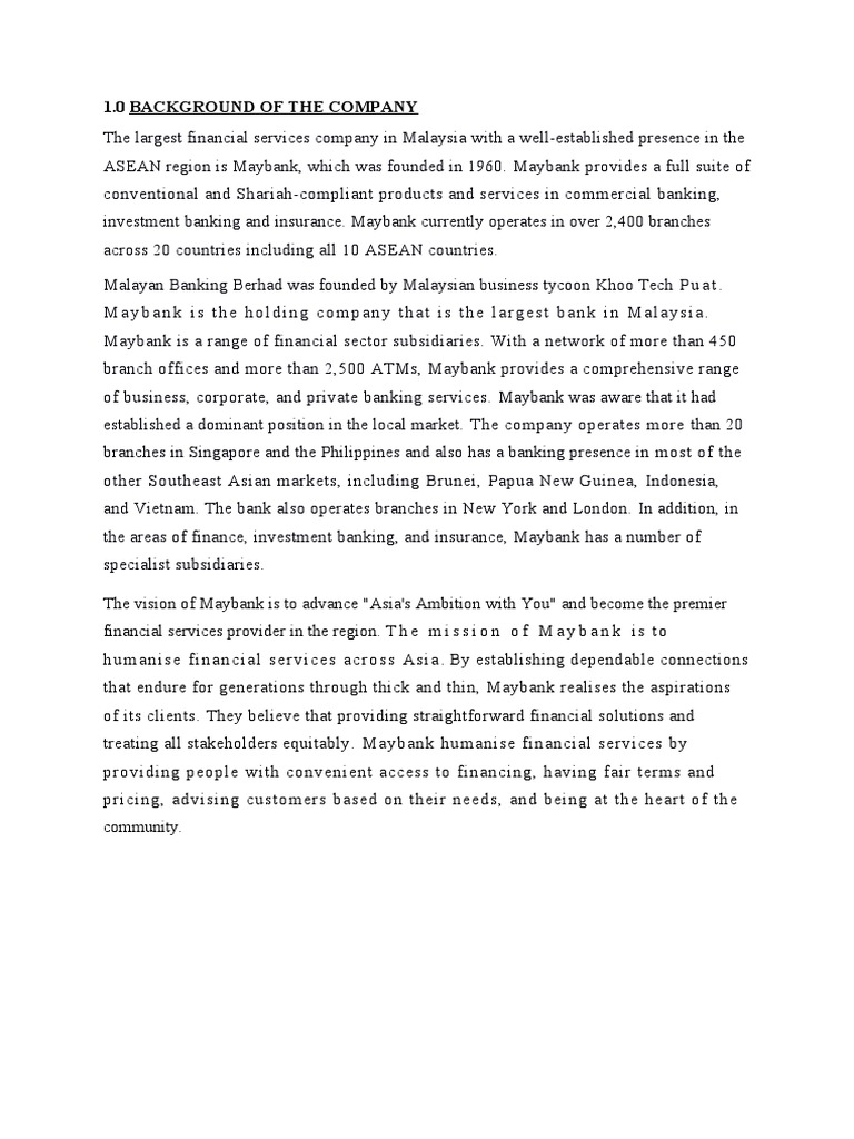 Background of The Company | PDF | Banks | Marketing