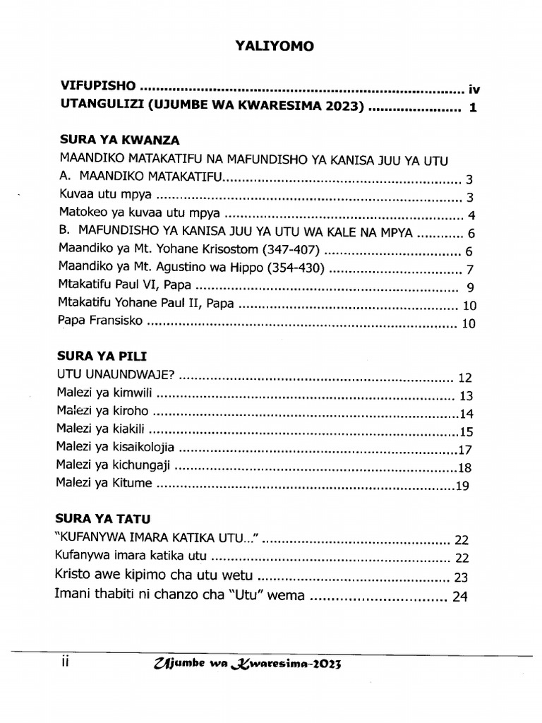 Ujumbe Wa Kwaresima 2023 | PDF