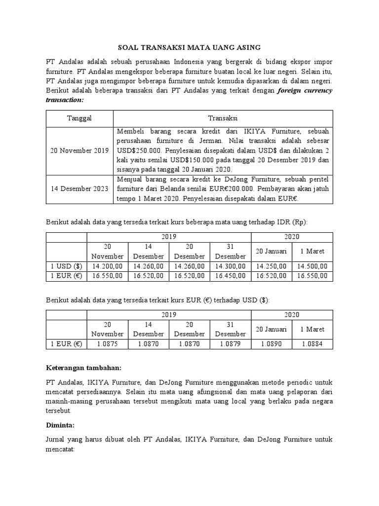 Contoh Soal Transaksi Mata Uang Asing | PDF