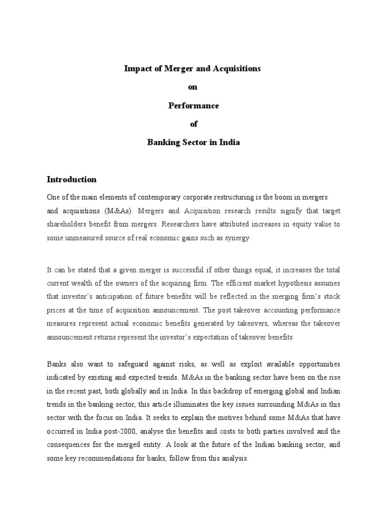 Impact of Merger and Acquisitions 1 | PDF | Takeover | Mergers And ...