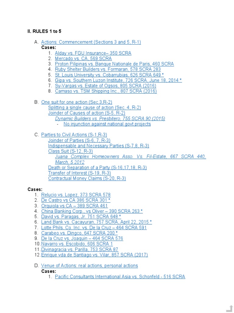 Notes Rule 1 6 Final | PDF | Lawsuit | Cause Of Action