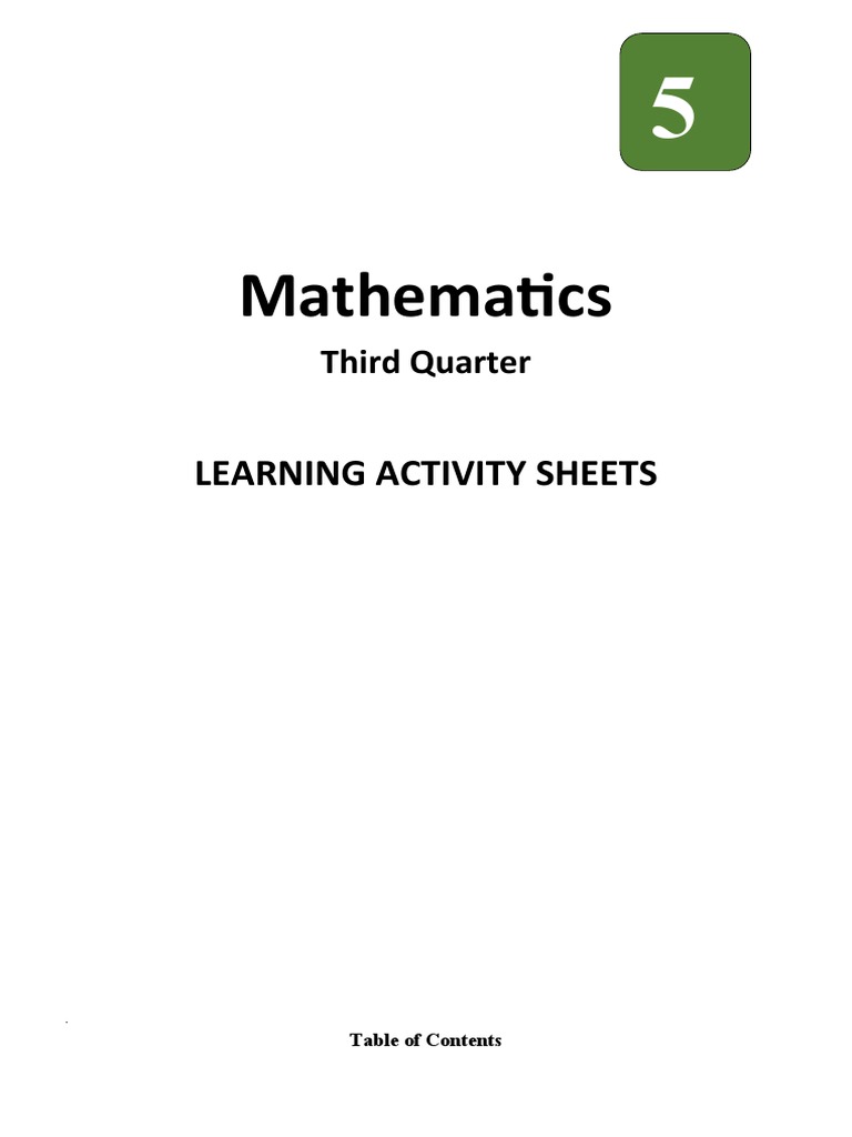 Mathematics 5 LAS Quarter 3 | PDF | Percentage | Ratio