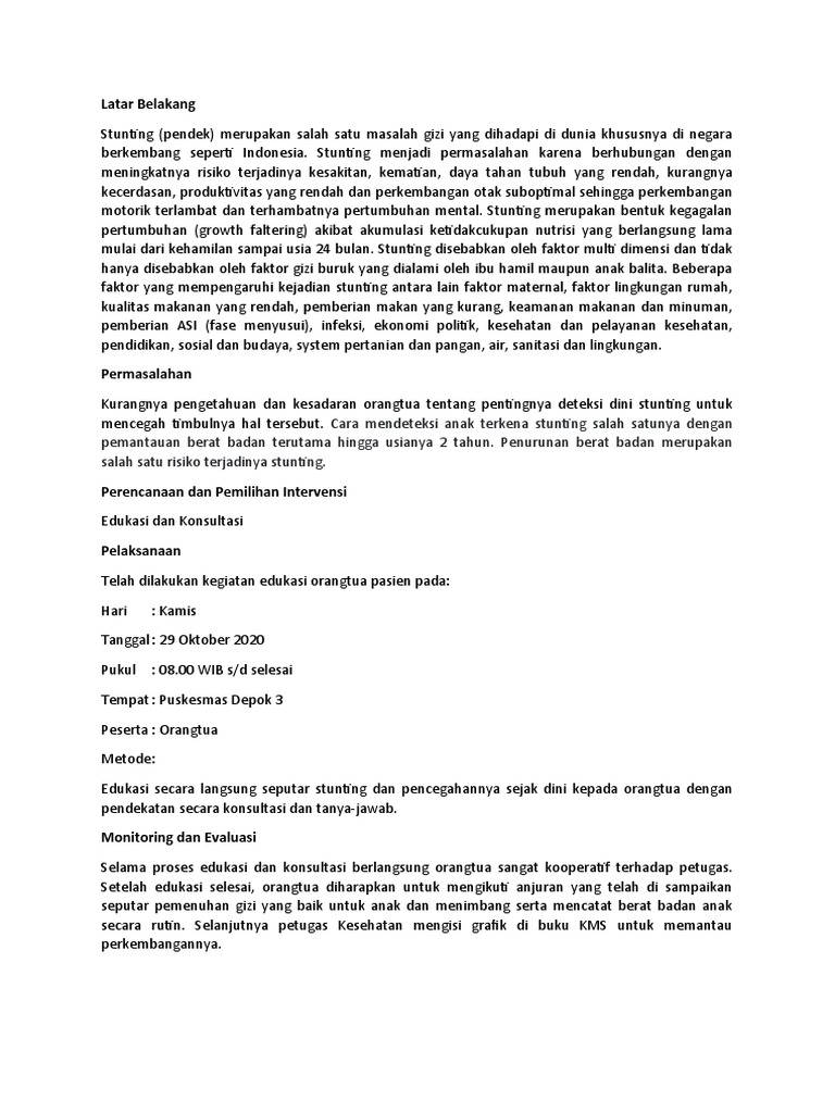 Borang Skrining Stunting | PDF