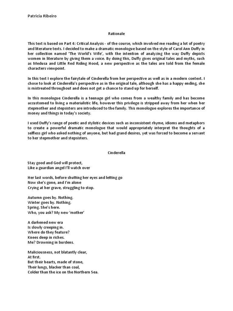 English Dramatic Monologue | PDF | Cinderella | Poetry