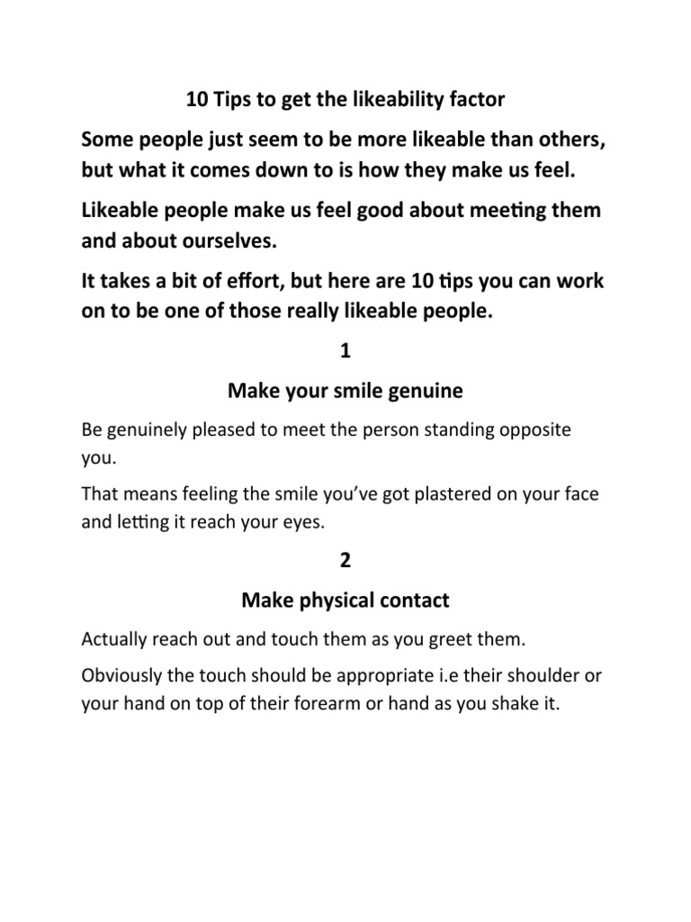 10 Tips To Get The Likeability Factor | PDF