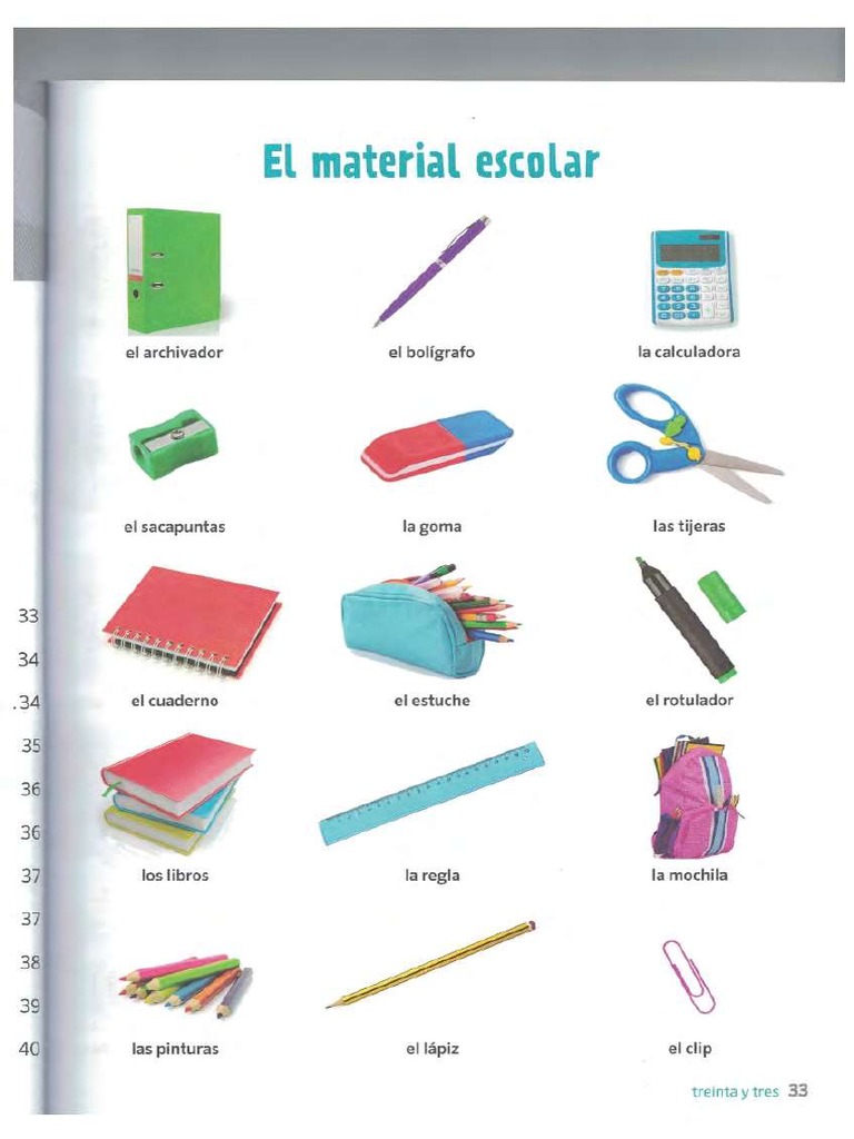 Vocabulario-El Material Escolar | PDF