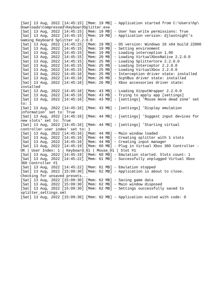 Splitter Log | PDF | Microsoft Windows | Computer Hardware