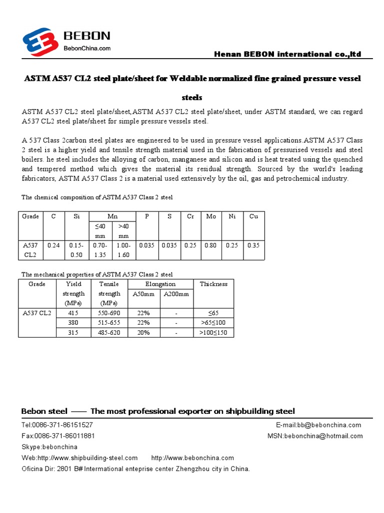 ASTM A537 Class 2 Steel Overview | PDF