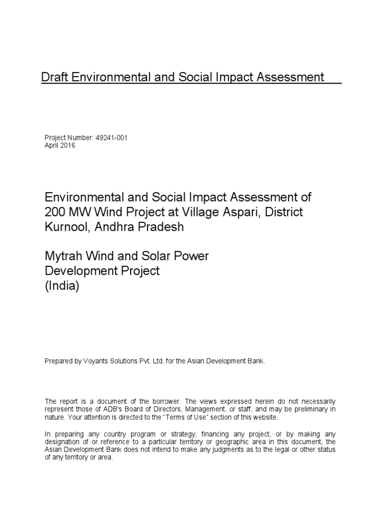MVTPL Kurnool Wind Farm | PDF | Environmental Impact Assessment | Wind Power
