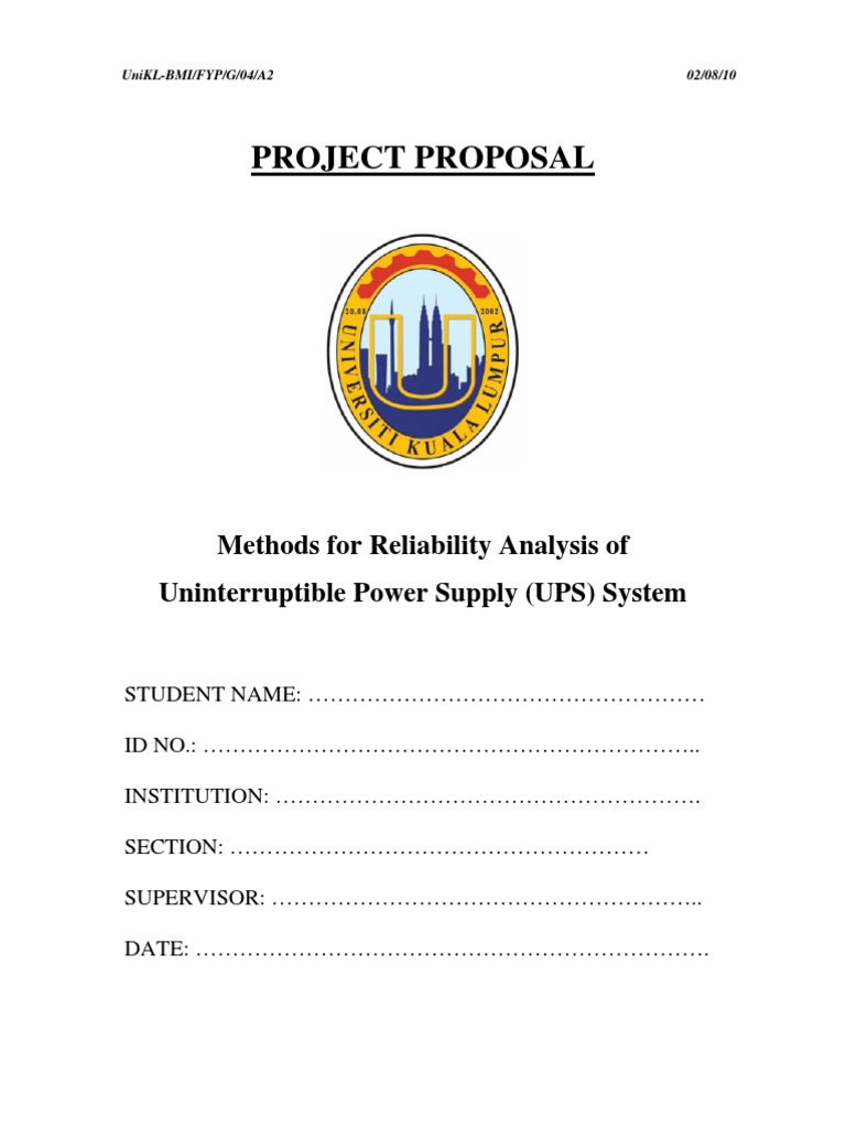 FYP Guidelines - Project Proposal Sample - 2Aug10 | Reliability Engineering | Sensitivity Analysis