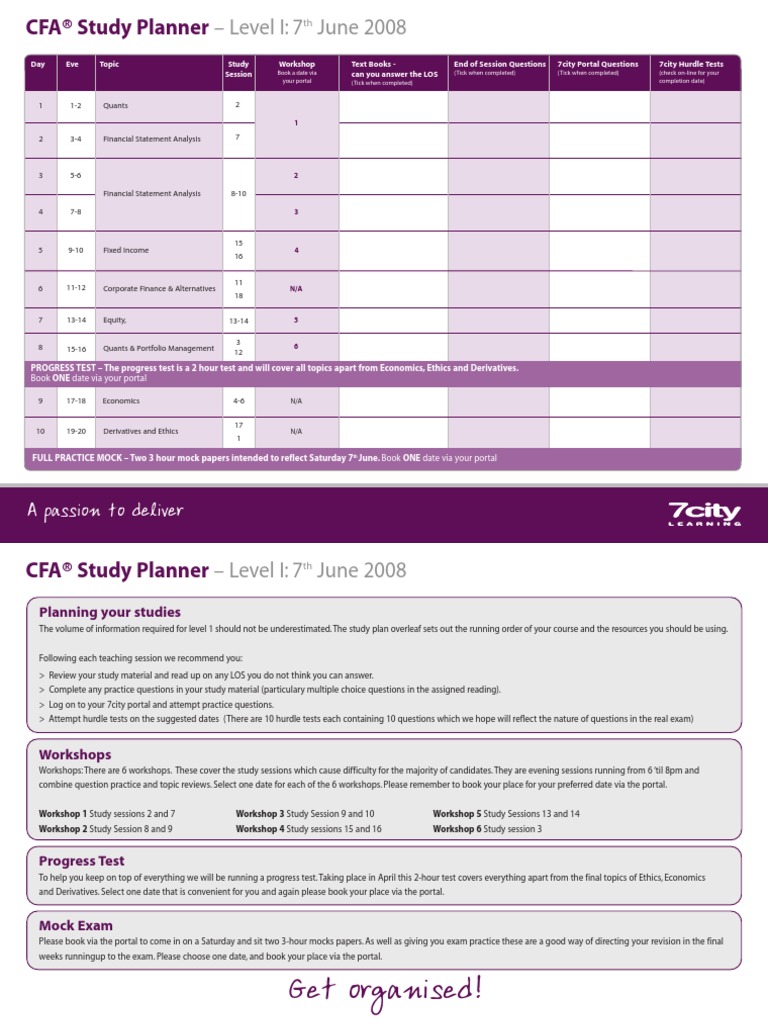 Cfa Study Planner | PDF | Test (Assessment) | Economies