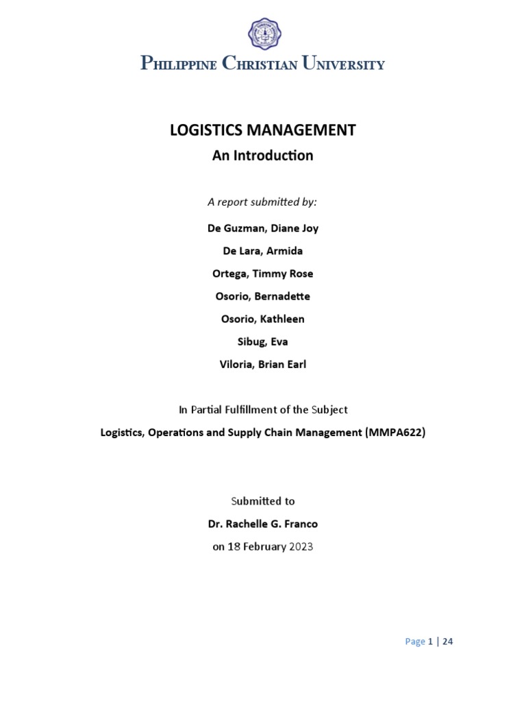 Logistics Management An Introduction | PDF | Logistics | Warehouse