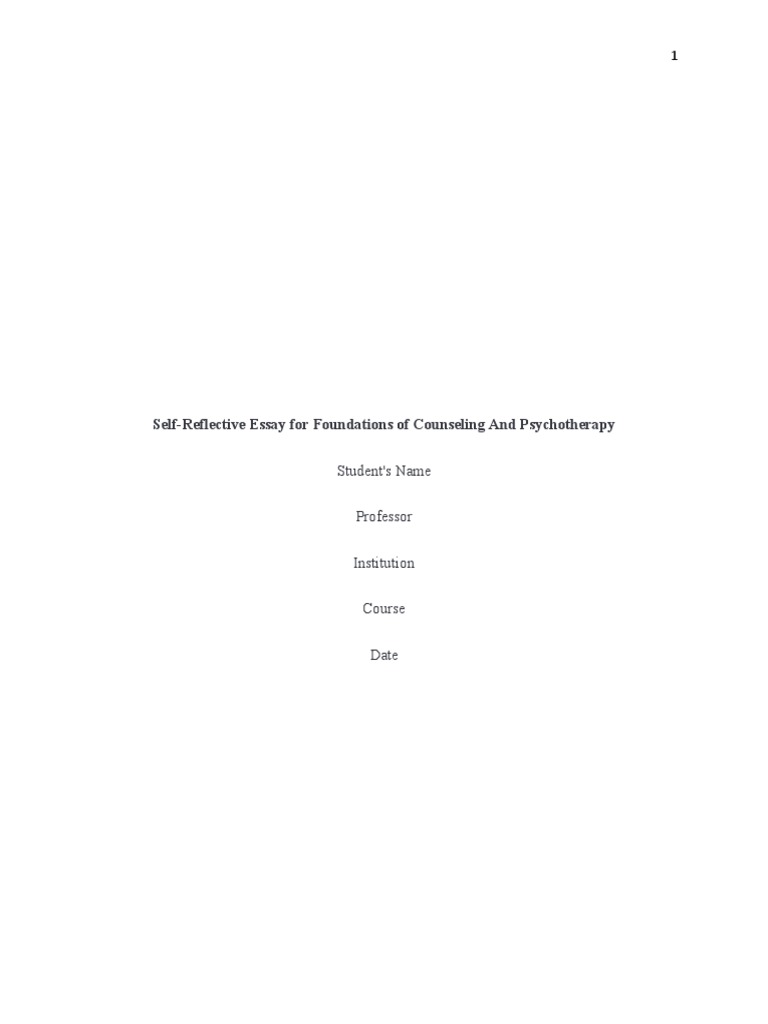 Self-Reflection in Counseling Foundations | PDF | Psychoanalysis ...