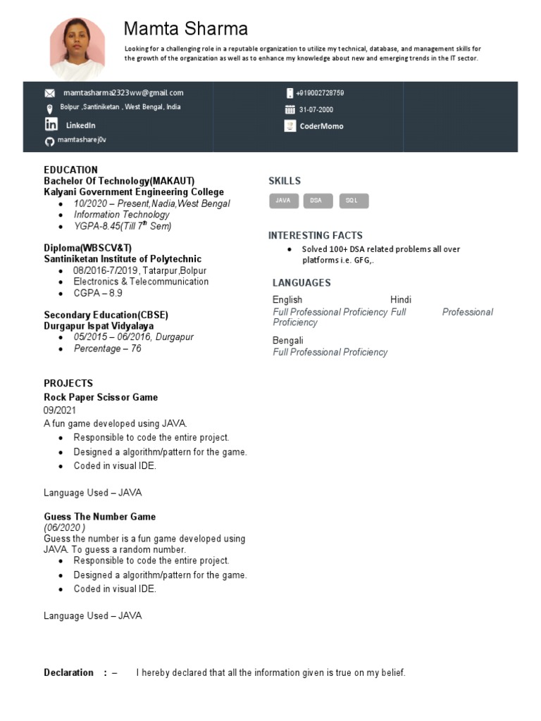 Mamta Resume | PDF | Computing