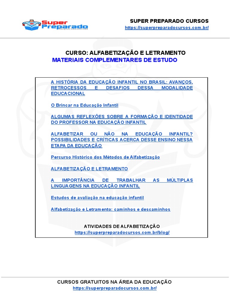Materiais Complementares de Estudo Alfabetizacao e Letramento | PDF