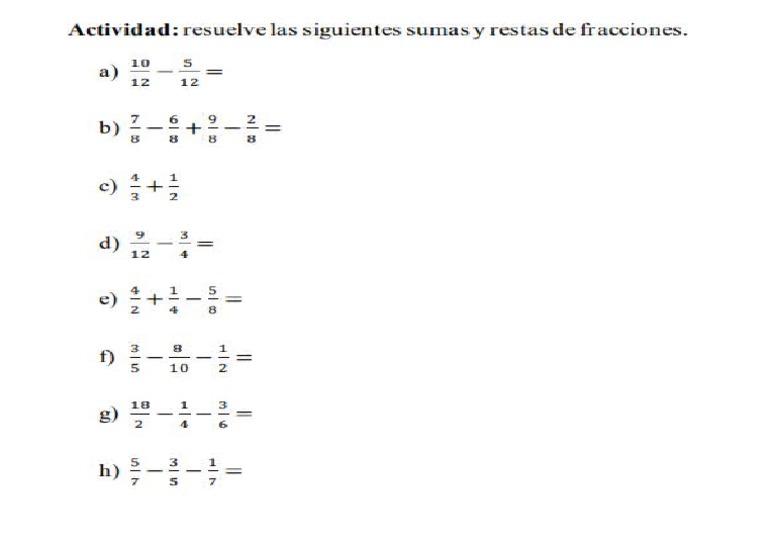 Operaciones Con Fracciones | PDF