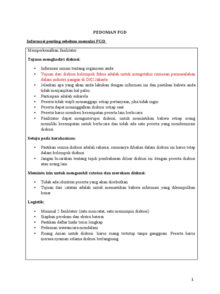 Pedoman FGD Industri Pangan | PDF | Karier & Perkembangan