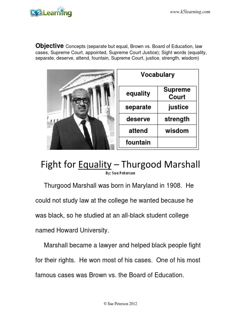 L2 M2 Fight For Equality | PDF | Thurgood Marshall | Supreme Court Of ...