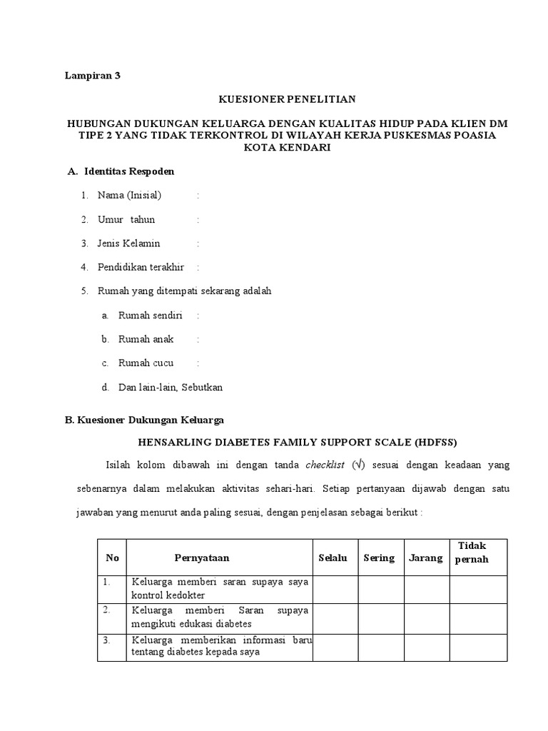 Kuesioner I | PDF | Pengembangan Diri
