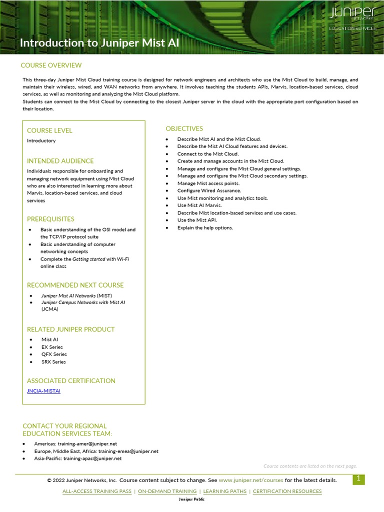 Introduction To Juniper Mist AI (IJMA) | PDF | Computer Network | Cloud ...