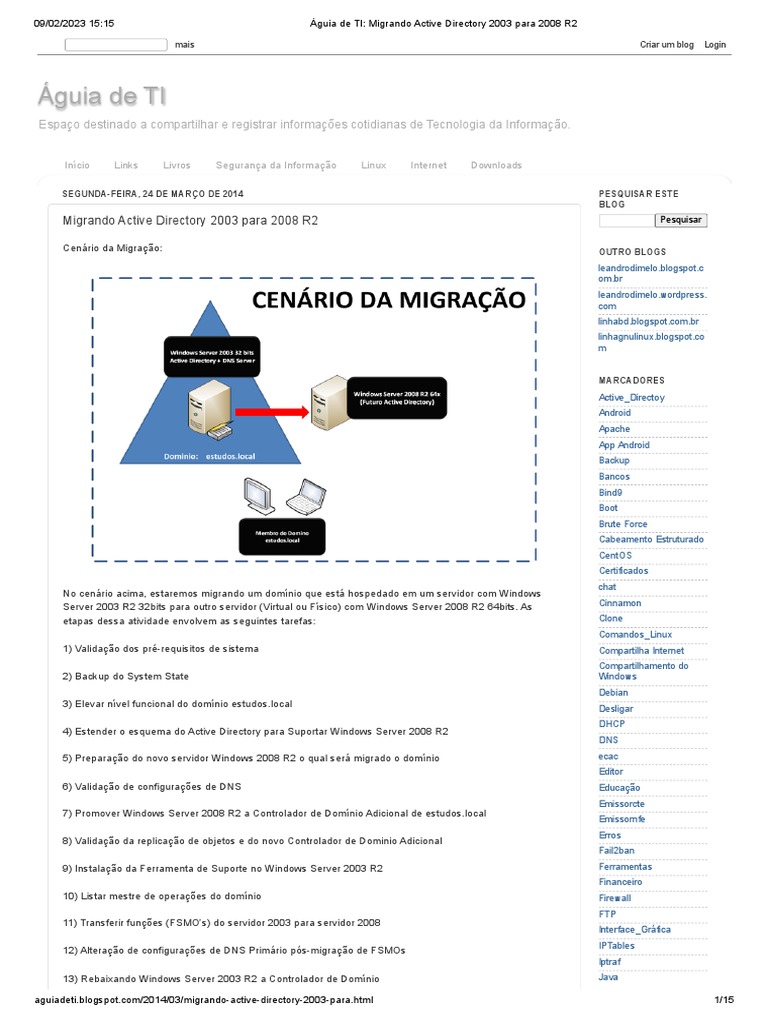 Águia de TI - Migrando Active Directory 2003 para 2008 R2 | PDF ...