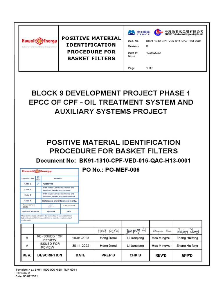 Positive Material Identification Procedure | PDF | Construction | Welding