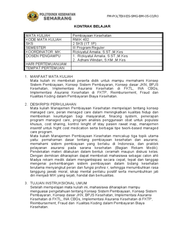 Kontrak Pembiayaan Kesehatan | PDF