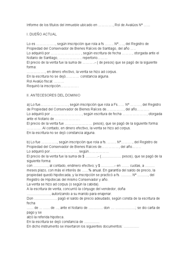 Modelo Estudio de Titulo | PDF | Propiedad | Derecho privado