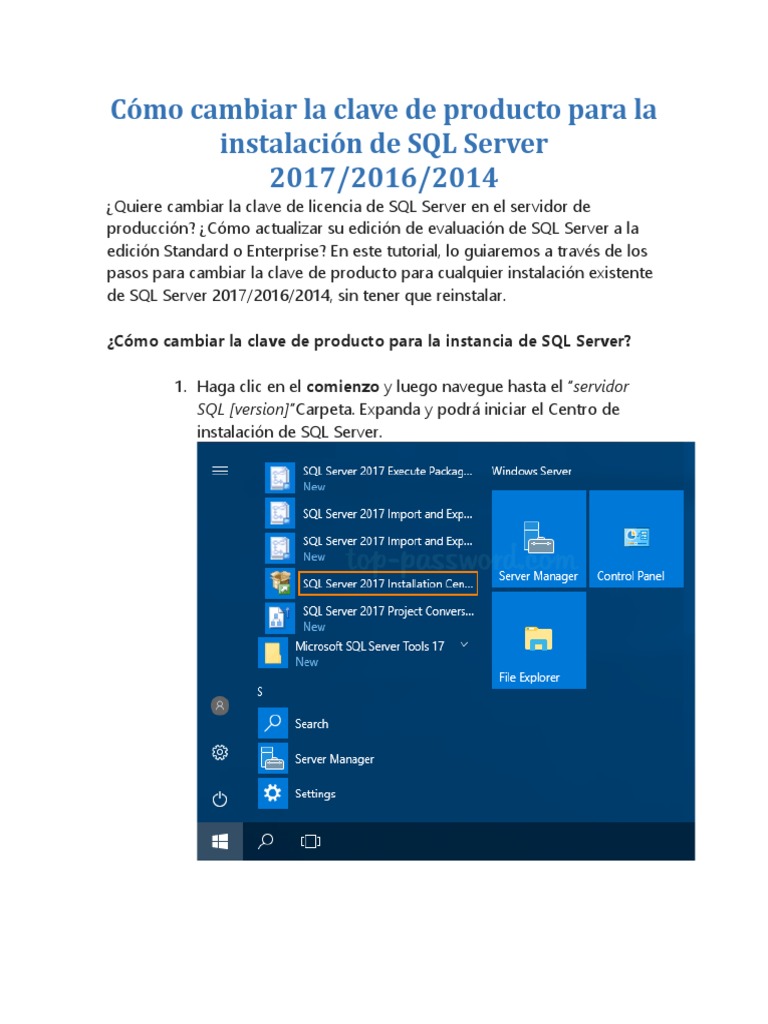Versión de Evaluación SQLServer Standard A Versión Completa | PDF