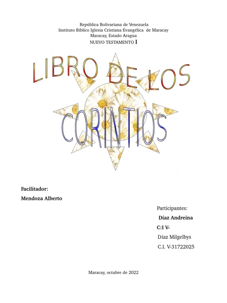 Sinopsis Libro 1 Corintios NT | PDF | Pablo el apóstol | Primera ...